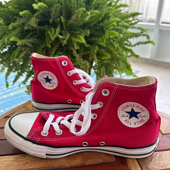 Converse | Shoes | Converse Chuck Taylor Red Hightop Sneakers 8 | Poshmark